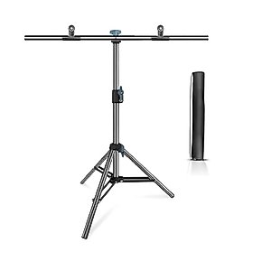 YAYOYA Portable T-Shape Backdrop Stand Kit 26 Inches Wide, Adjustable Small Desktop Photo Background Stand, Sturdy T Shape Support Stand Back Drop Holder with 2 Clip Clamps for Photography