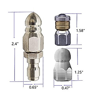 MILLIE MORIN Pressure Washer Sewer Jetter Nozzle,Otating Nozzle and Corner Jet