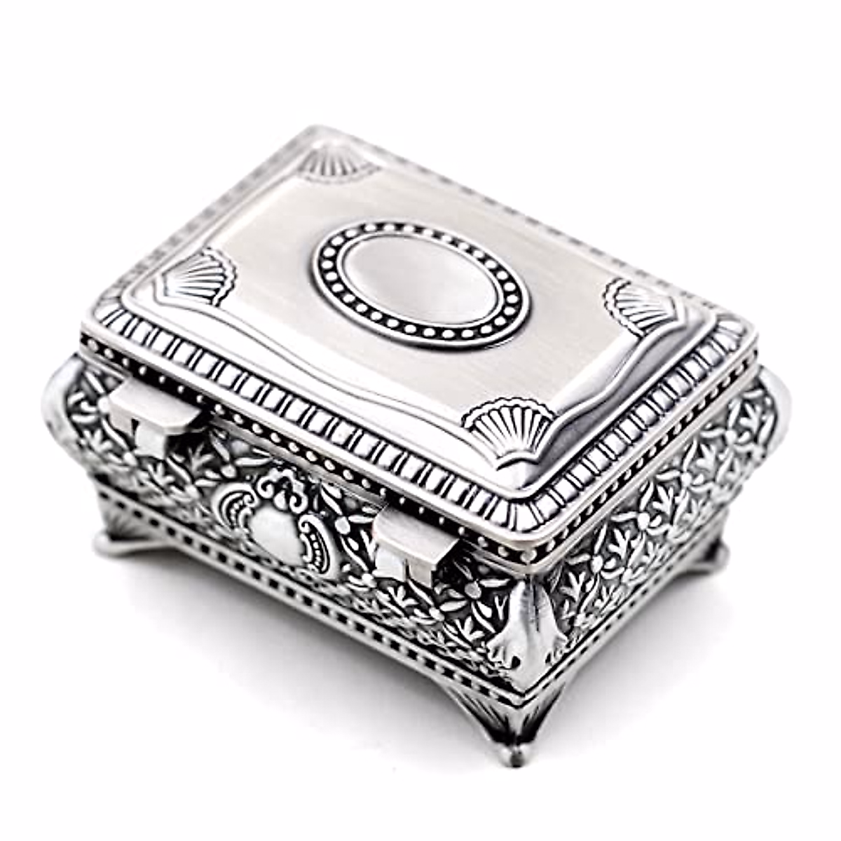 Uloveido Rectangle Shape Small Trinket Box - Retro Ring/Earrings/Necklace Storage Jewelry Organizer Case, Metal Treasure Chest Keepsake Gift Box for Women Girls Y2348
