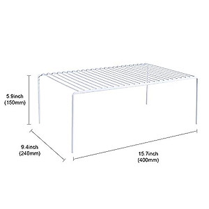 Redrubbit Large (15.7 x 9. 4 Inch) Cabinet Storage Shelf Rack, Rustproof Kitchen Counter and Cabinet Shelf, Storage Rack Organizer for Kitchen, Fridge, Cabinet, Bathroom, Set of 4