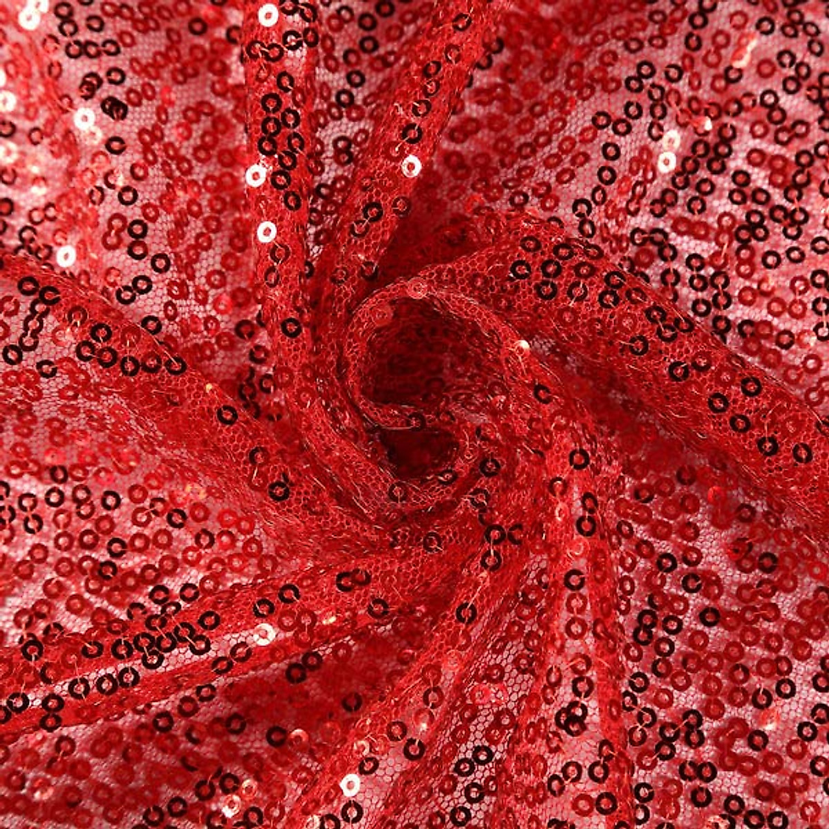 Tableclothsfactory 132" Wholesale Premium Table Cover Sparkly Sequin Round Tablecloth for Wedding Banquet Party Home Decor - Red