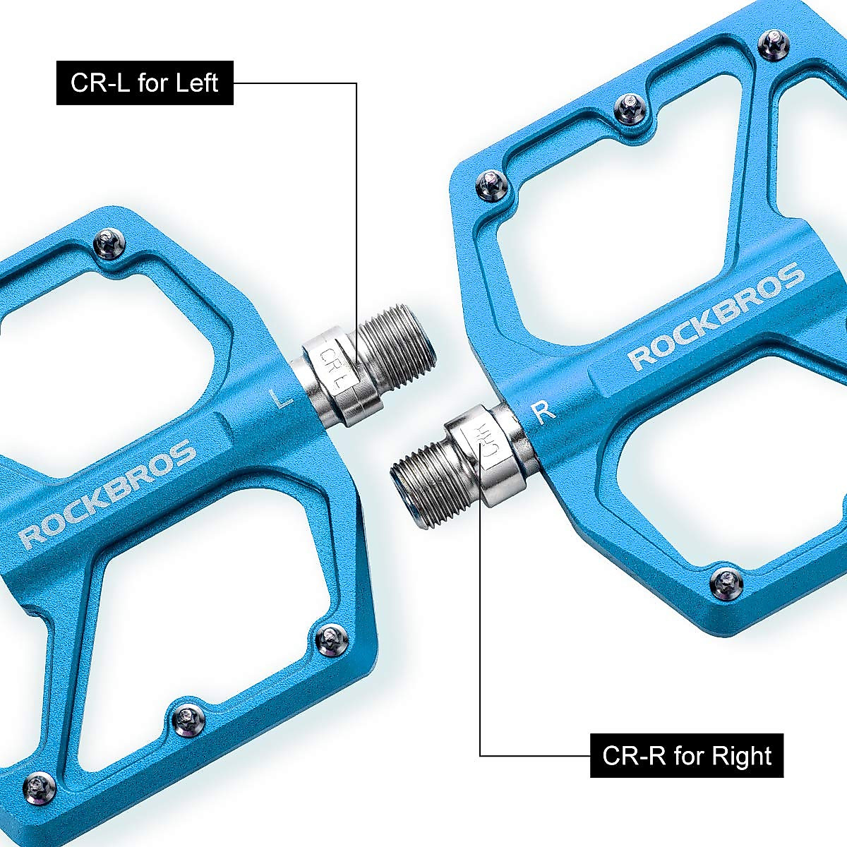ROCKBROS Mountain Bike Pedals MTB Pedals Bicycle Flat Pedals Aluminum 9/16" Sealed Bearing Lightweight Platform for Road Mountain BMX MTB Bike