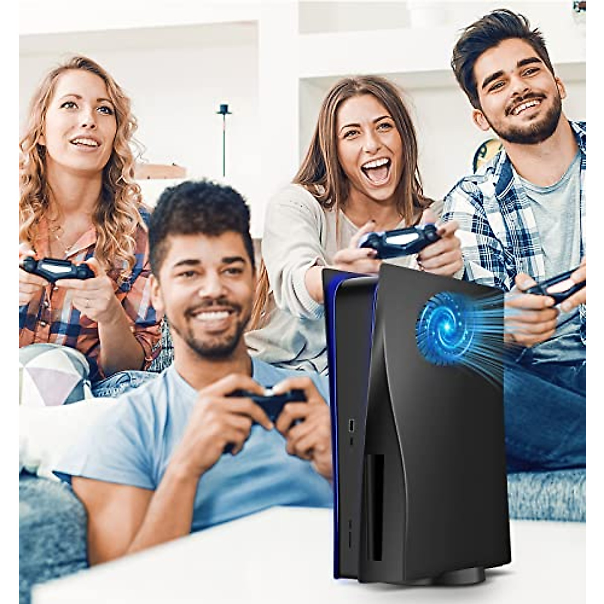 PS5 Faceplate Cooling Version PS5 Plate Cover Skin for Playstation 5 Disc Edition Upgraded Turbo Vents PS5 Replacement Side Plate Hard Shockproof ABS Anti-Scratch PS5 Plate Case Cooling Matte Black