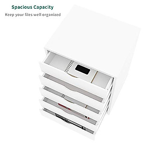 YITAHOME 5 Drawer Chest, Mobile File Cabinet with Wheels, Home Office Storage Dresser Cabinet, White