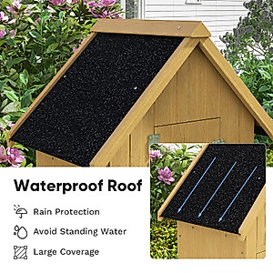 Patiowell Outdoor Storage Cabinet, Wooden Garden Shed with Waterproof Roof and Lockable Doors, Outside Vertical Tall Tool Shed for Graden Yard, Natural Wood