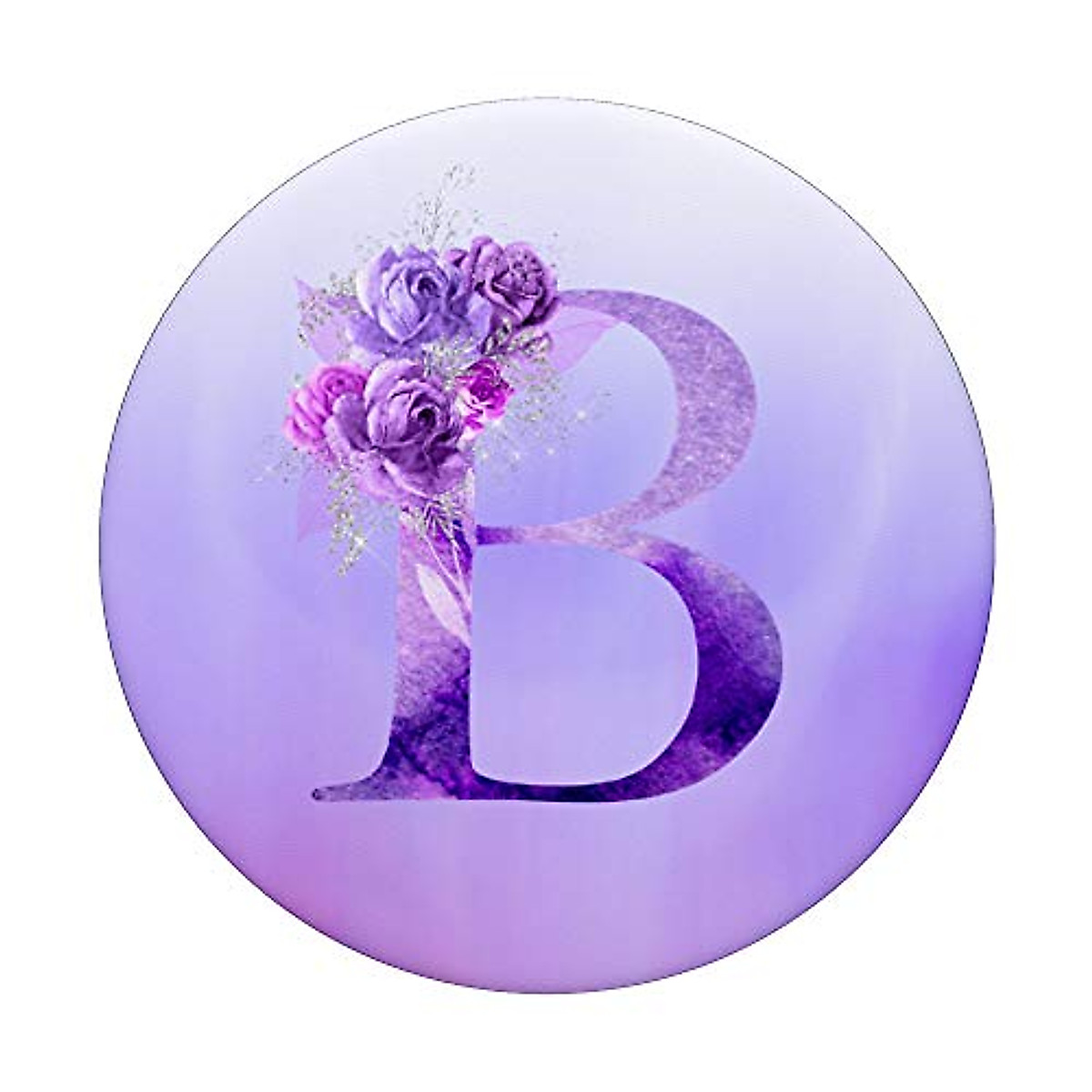 Monogram Initial Letter B purple floral Customized PopSockets PopGrip: Swappable Grip for Phones & Tablets