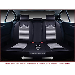 OASIS AUTO Car Seat Covers Premium Waterproof Faux Leather Cushion Universal Accessories Fit SUV Truck Sedan Automotive Vehicle Auto Interior Protector Full Set (OS-008 Gray)