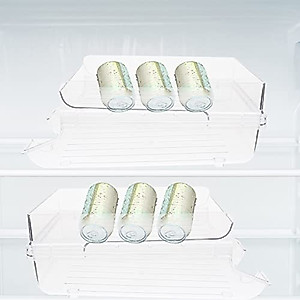 UPKOCH Stackable Refrigerator Organizer Bins Soda Can Dispenser Beverage Drink Holder Clear Plastic Canned Food Pantry Storage Rack for Fridge Freezer Kitchen Countertop Cabinet