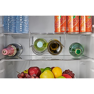 iio 24" 11 Cu Ft Bottom Freezer Retro Refrigerator, Fridge for Bedroom, Multiflow 360°, Small Mini Ice Cube Tray, 1 Fruit container, LED, Dorm Office Beverage Quiet Compressor, Wine Red (Left Hinge)