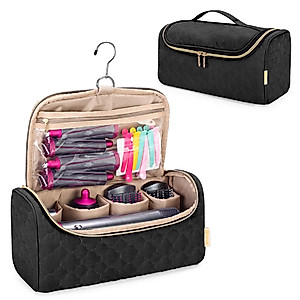 Yarwo Travel Case Compatible for Dyson Airwrap Complete Styler and Attachments, Portable Storage Bag with Hanging Hook for Hair Curler Accessories, Valentines Day Gifts for Her, Black (Patent Design)