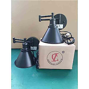 IC INSTANT COACH, Swing Arm Wall Light Fixtures Wall Light Plug-in Cord with On Off Switch on Cord Industrial Wall Sconce Black Finish (2 Lights)
