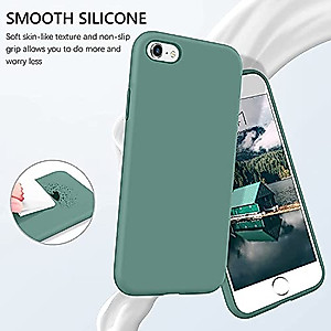 GUAGUA iPhone 6s Case iPhone 6 Case Liquid Silicone Soft Gel Rubber Slim Thin Light Microfiber Lining Cushion Texture Cover Shockproof Full Body Protection Phone Cases for iPhone 6/6S Pine Green