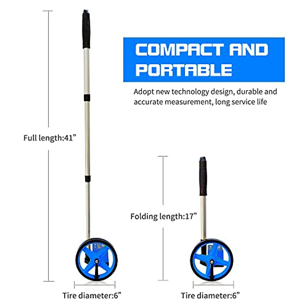 Zozen Measuring wheel, 6Inch Measure Wheel, Distance measuring wheel in feet, Rolling Measurement Wheel, Collapsible with Carrying Bag, [Up To 10,000Ft].