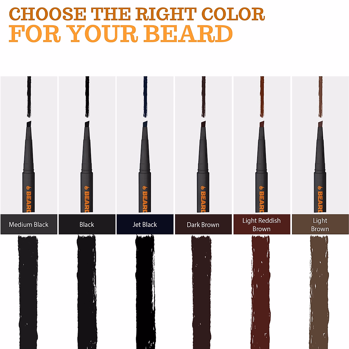 Beard Styling Pencil Kit - Medium Brown Beard Pen 4 Tip Micro-Fork and Beard Pen Filler