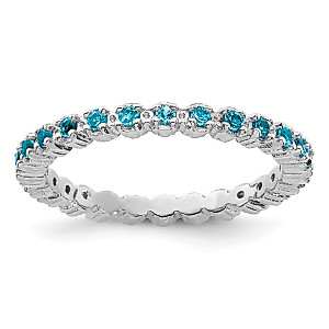 IceCarats 925 Sterling Silver Blue Topaz Stackable Ring Gemstone Band December Birthstone Jewelry Size 8.00