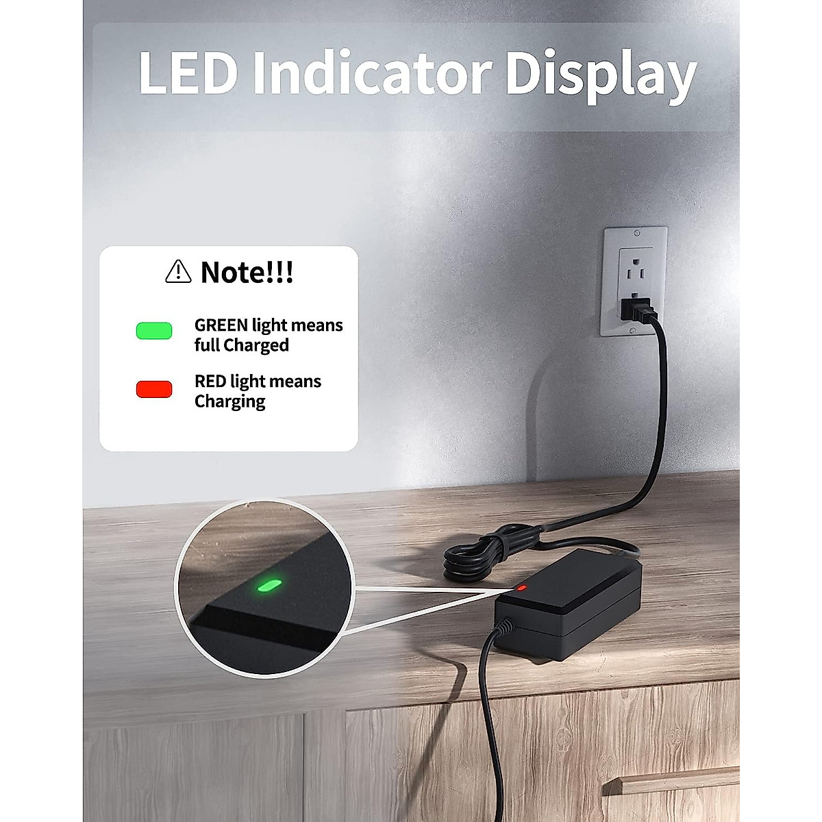 Cuifati Universal 42V 2A Battery Charger, 42V 2A Electric Scooter Charger for GOTRAX GXL V2, G2, G3, G4, Glider, XR Elite, XR Ultra 36V Lithium ion Battery (US Plug)
