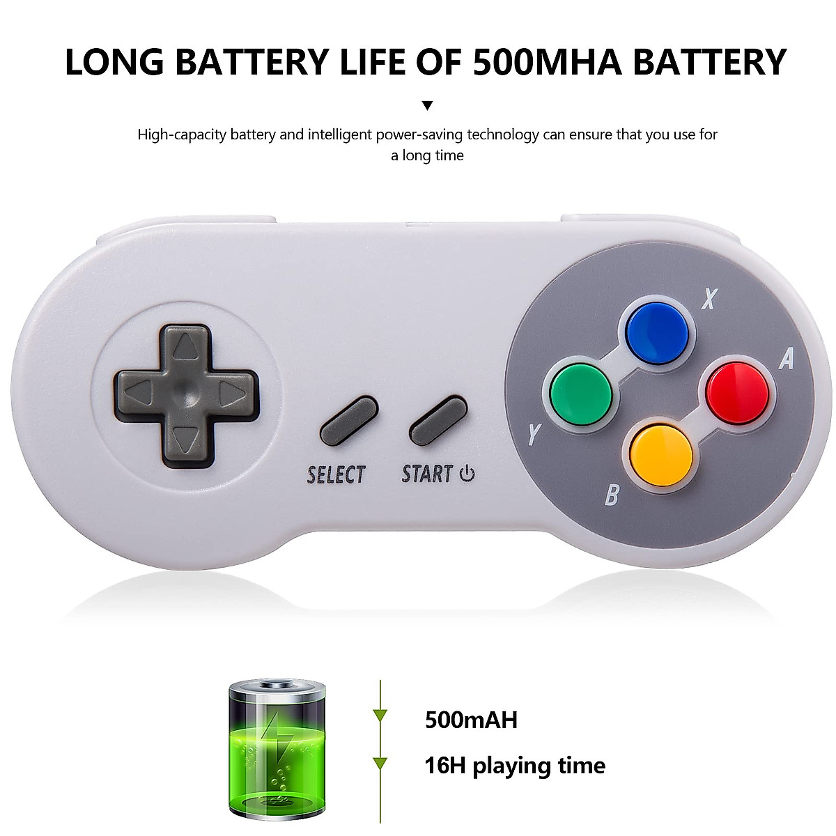 MODESLAB 2 Pack 2.4 GHz Wireless Controller Gamepad Compatible with Retro SNES [7 Pin Connector] [Rechargeable] [Plug & Play] (Non PC USB Version)