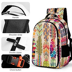 Colored Feather Pattern Travel Laptop Backpack Durable Computer Bag Casual Daypack Work Backpack for Women & Men