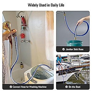 Solution4Patio Homes Garden Hose Short 3/4 in. x 5 ft. Water Hose Blue Lead-in Hose Male/Female High Water Pressure with Solid Brass Fittings for Water Softener, Dehumidifier, Vehicle 8 Years Warranty