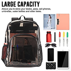 Axqcctoys TPU Clear Backpack, Stadium Approved Large Clear Backpack, Clear Backpack Heavy Duty for Stadium, Work, Travel