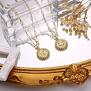 Yoosteel Gold Necklaces for Women Girls, 14K Gold Plated Dainty Paperclip Link Chain Necklace Personalized Layered K Layered Initial Necklaces for Women Girls Gifts