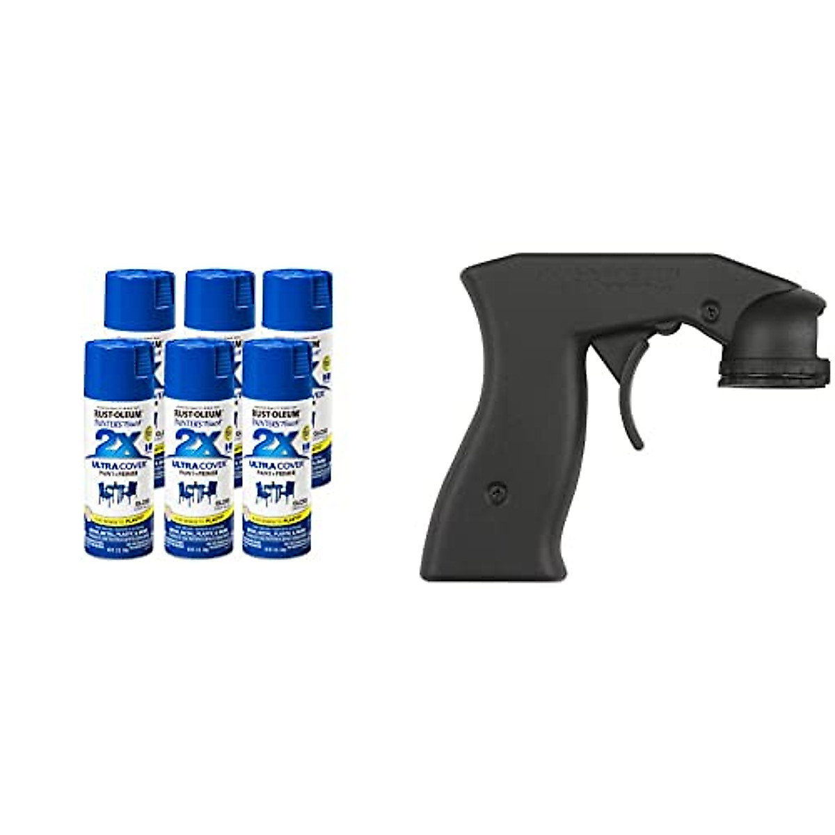 Rust-Oleum 249114-6 PK Painter's Touch 2X Ultra Cover, 6 Pack, Gloss Deep Blue & 243546 Standard Spray Grip
