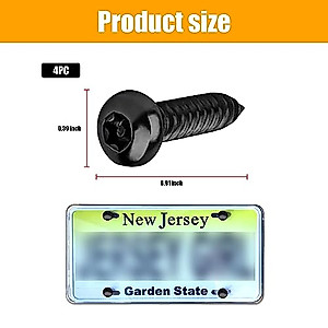 Hawyet 20 PCS American Standard License Plate Frame Screw Accessories, Car License Plate Frame Screw Kit, License Plate Screw Buckle Matching Screws, Suitable for Most Models (Black)