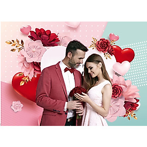 CHAIYA 7X5ft Valentine's Day Photography Backdrop Flower Love Heart Background Wedding Bridal Shower Party Decor Banner Valentine's Day Party Decoration CY-198