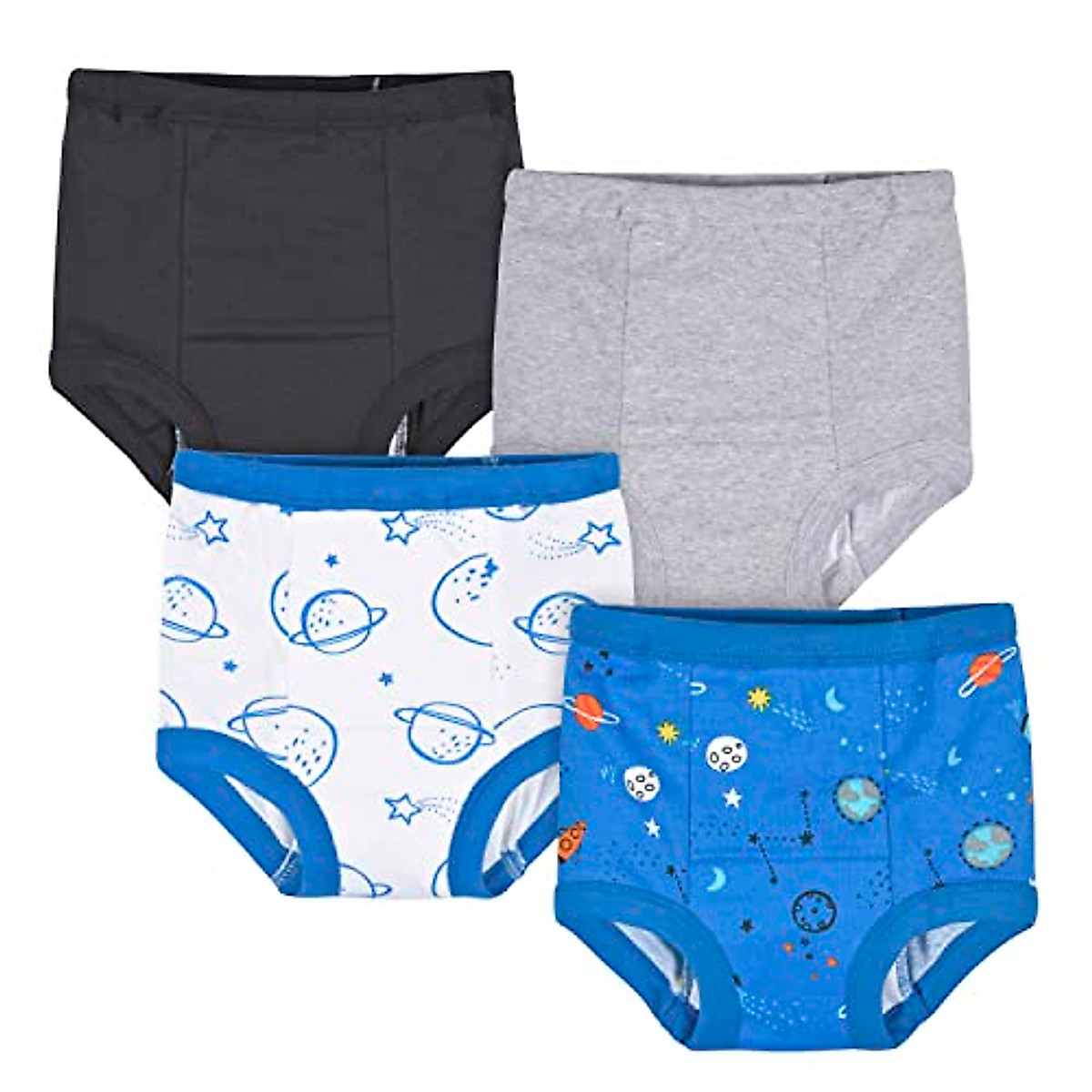 Gerber Baby Boys Infant Toddler 4 Pack Potty Training Pants Underwear Space Blue and Black 3T