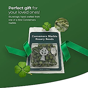 Biddy Murphy Connemara Marble Celtic Cross Rosary Beads Handcrafted in Ireland