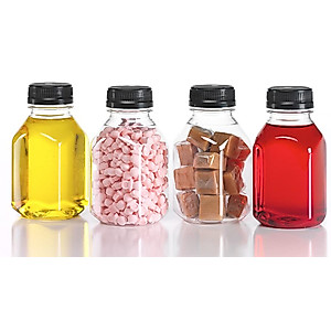 (12) 8 oz. Clear Food Grade Plastic Juice Bottles With Cap (12/pack) (Black)