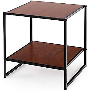 Zinus Modern Studio Collection ET-2020Q Dane Night Table, Red Mahogany, Width 20.1 x Depth 20.1 x Height 20.1 inches (51 x 51 cm), Side Table, Steel Frame, Bed, Easy Assembly, Tools Included
