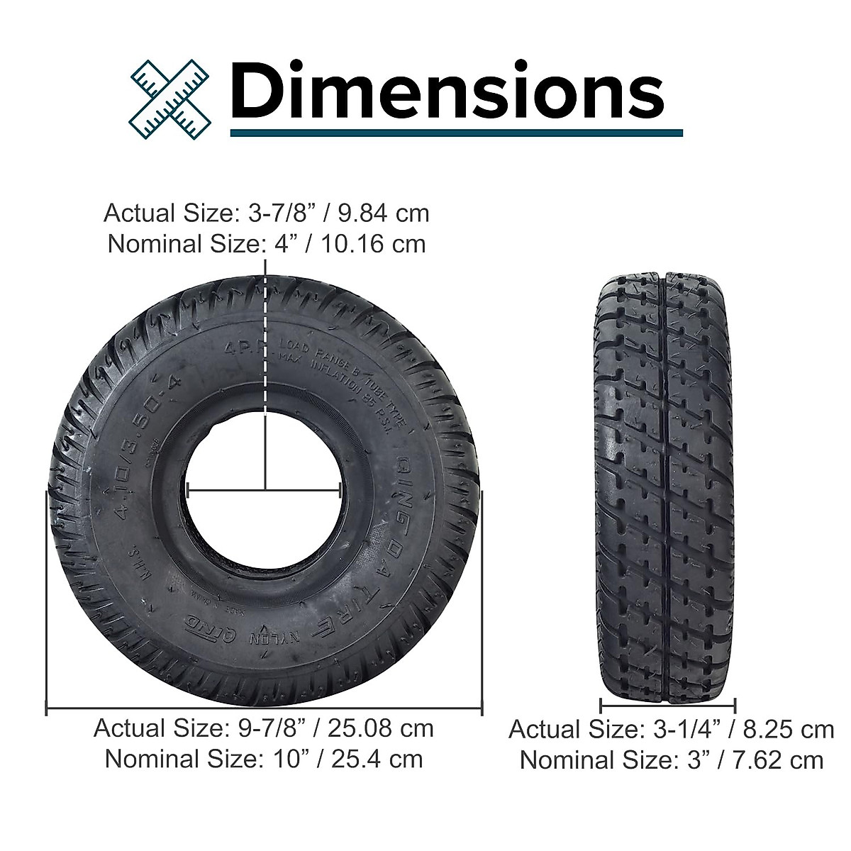 AlveyTech 4.10/3.50-4 Pneumatic Scooter Tire with Q110 Tread