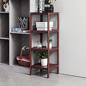 Zoopolyn 100% Bamboo Bathroom Shelf 13 x 13 x 39 inches 4-Tier Multifunction Standing Towel Rack Storage Organizer Unit Brown