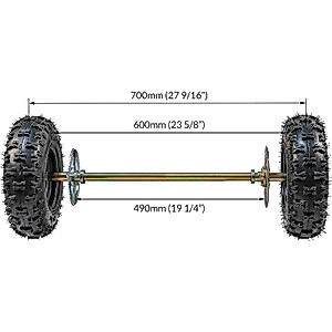 YC Yier 29" Go Kart Rear Axle Kit +Front Steering Shaft Assembly+ Brake + 145/70-6" Wheels Tires +48V 1800W Brushless Electric Motor Kit + 24Ah Battery for Go Kart ATV Quad Buggy Drift Trike 4 Wheeler