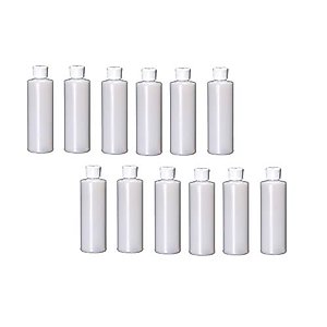 Natural Farms 8 oz Plastic Flip Top Pour Spout Bottles - 12 Pack - for Essential Oils, Perfumes, Lotions