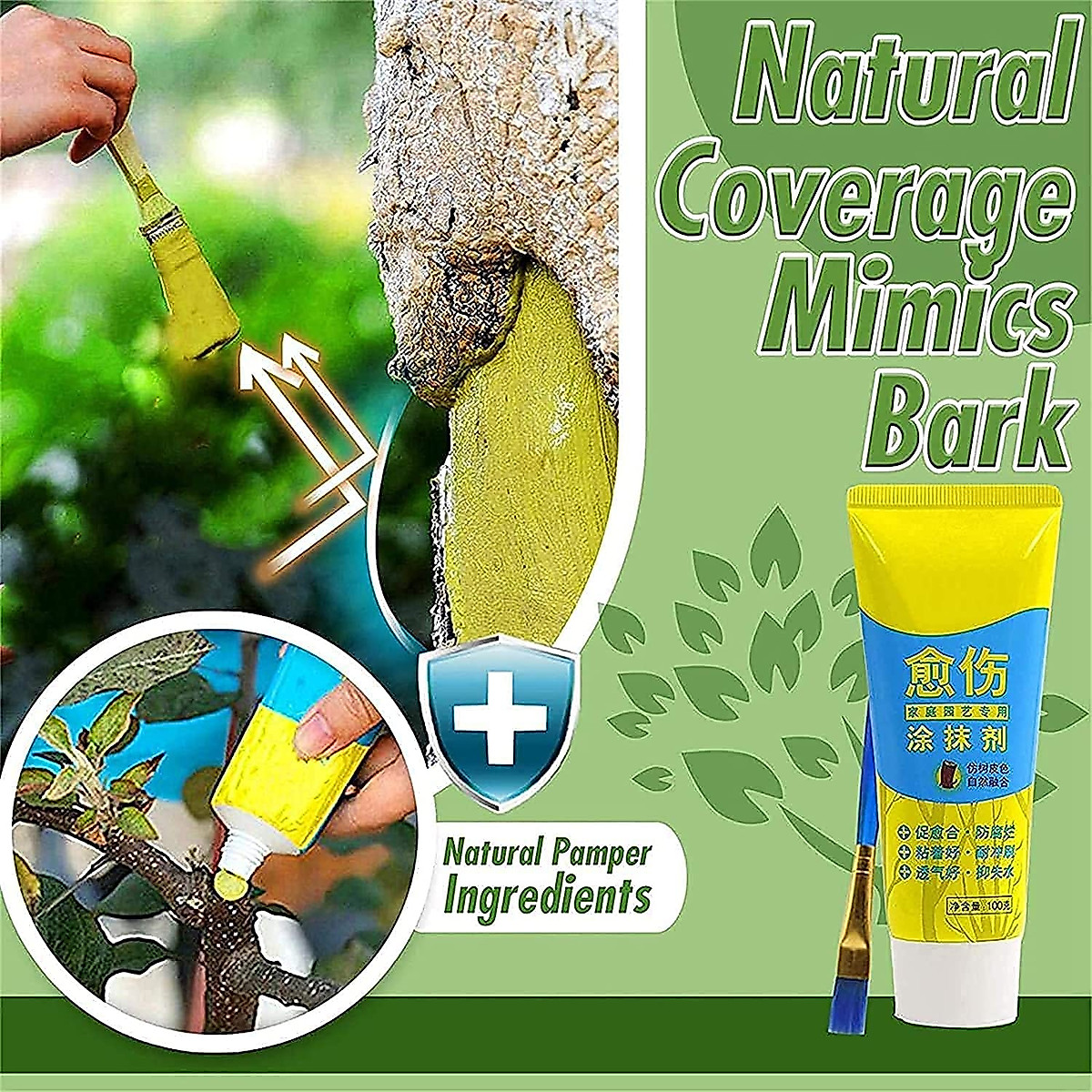 Anshka Plant Restoring Regrowth Sealant, Bonsai Tree Wound Paste, Tree Wound Bonsai Cut Paste, Smear Agent Pruning Compound Sealer with Brus (1pcs)