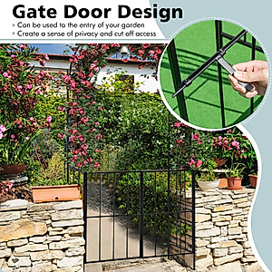 Giantex Garden Arbor Trellis with Door, 7.5FT Metal Garden Arch with Gate and Stakes for Climbing Plants Rose Vine, Arbors and Trellises Pergola for Lawn Patio Wedding Bridal Party Decoration