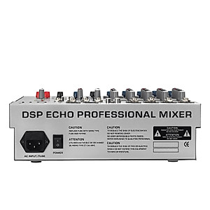 SENWOSI 6-Channel All-metal panel Audio Mixer, BT USB PC Recording Input, 16 DSP Effects, Stereo Equalizer,48V Power Supply,4 Mono 2 Stereo Input, Studio Or Live (MX-6)