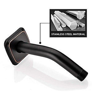 Angled Shower Arm with Flange, 6-Inch Stainless Steel Replacement Extension Tube for Top Shower Head, Wall Mounted, Oil Rubbed Bronze