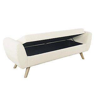 HomePop Modern Storage Bench with Wood Legs Home Décor|Bench with Storage for Living Room & Bedroom - Sherpa Cream