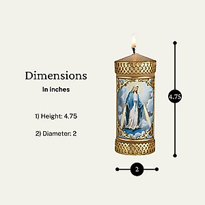 Hand Crafted Our Lady of Grace Catholic Prayer Candle, Unscented Decorative Candles for Devotional, Religious Gifts for Christian Families, 4.75 Inches