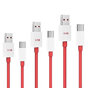 for Oneplus Charging Cable USB Type C Charger Warp Charge 65W Supervooc for Oneplus 11 10 Pro 8 7T 7 9R 9RT Nord N20 2 CE N10 2T Ace 11R Dash Fast Cord 6T 6 5T 5 N100 N200 (3pack 3.3ft/4.9ft/6.6ft)