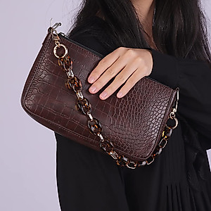 Wiwpar Handbag Acrylic Chain Shoulder Bag Replacement Chain Strap Accessories for Purse (Ivory-Gold)