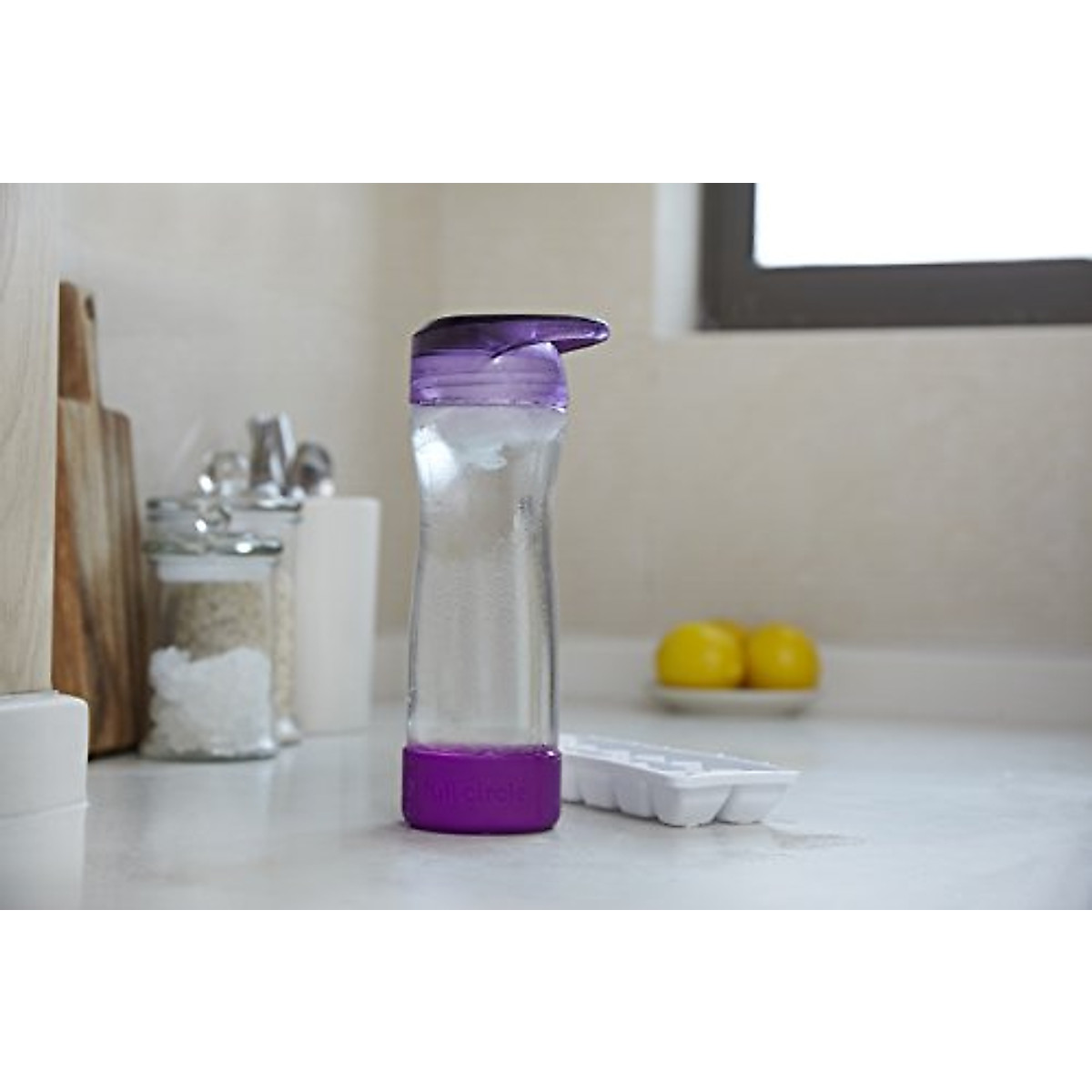 Full Circle Hydrate Mate 16-Ounce Glass Travel Water Bottle, Elderberry