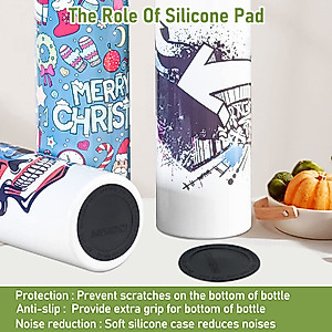 20Pcs Rubber Bottoms for Sublimation Tumblers,Protective Anti-Slip Silicone Bottoms with Adhesive for Skinny Tumblers, Thermal Bottle,Mason Jars (56mm , Black)