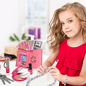 Little Girls Purse, Toddler Girl Toys for 3 4 5 6 Year Old, Kids Purses with Accessories, Pretend Play Handbag and Princess Kit, Pink Toy Valentines Gifts for Girls