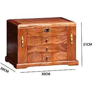 Watch Holder Watch Box Drawer Jewellery Storage Case Watches Display Boxes with Drawer & Glass Top Four Layer Wooden Jewelry Watch Organizer (Color : Brown) (Brown)