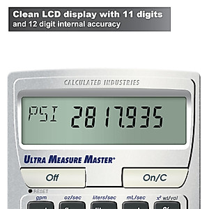 Calculated Industries 8025 Ultra Measure Master Professional Grade U.S. Standard to Metric Conversion Calculator Tool for Engineers, Architects, Builders, Scientists and Students | 60+ Units Built-in, Silver