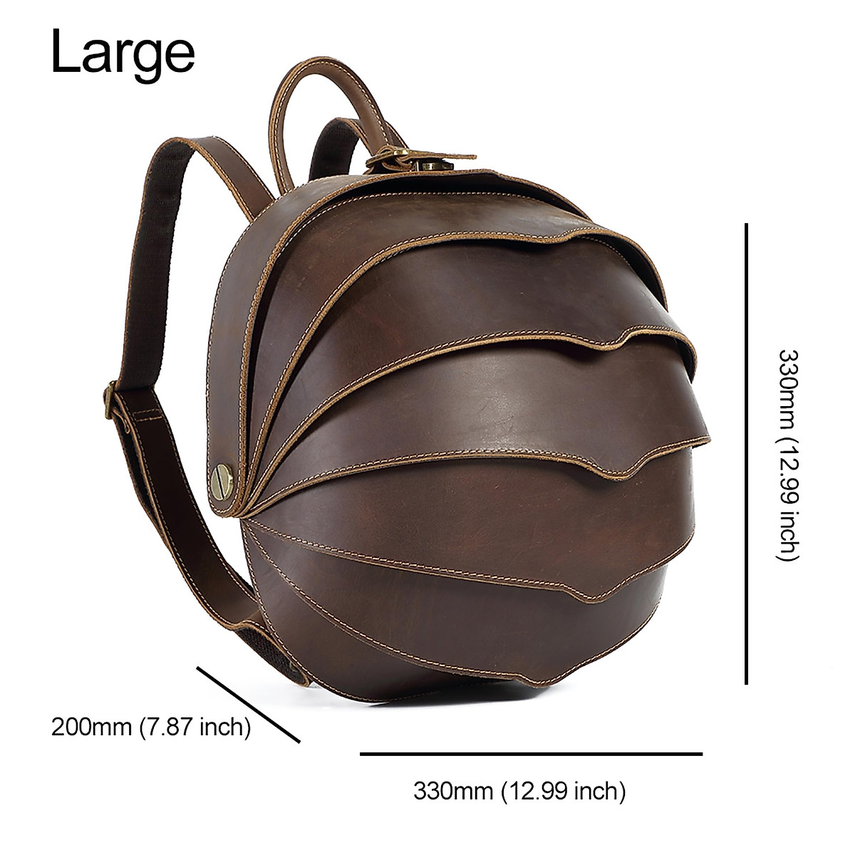 AIGUONIU Retro Personalization genuine leather backpack Beetle shape men leather backpack (Large Coffee)